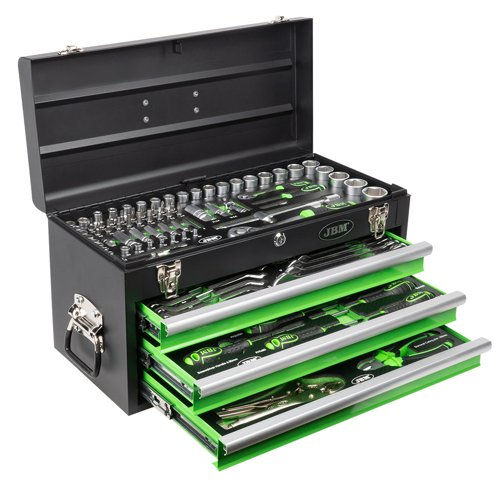 CAJA DE HERRAMIENTAS METALICA C/3 PANELES FRONTALES INCLUYE 143 PIEZAS ...